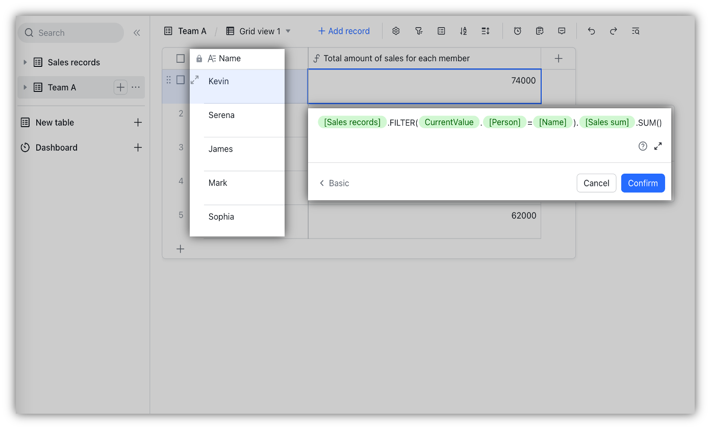 Use the SUMIF function for Base