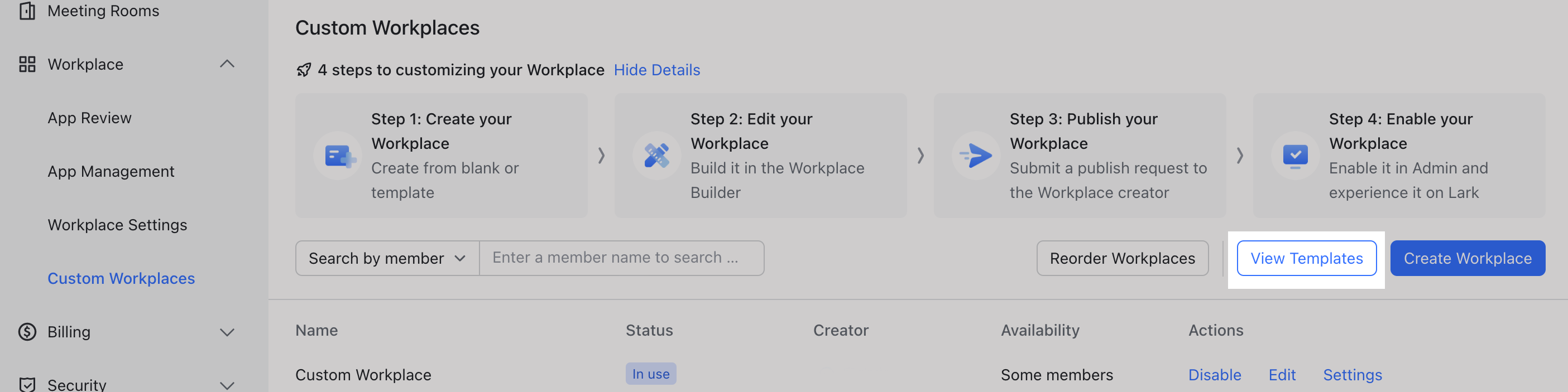 Create a Custom Workplace