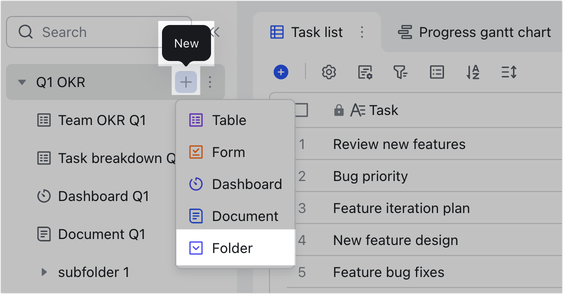 Create folders in Base