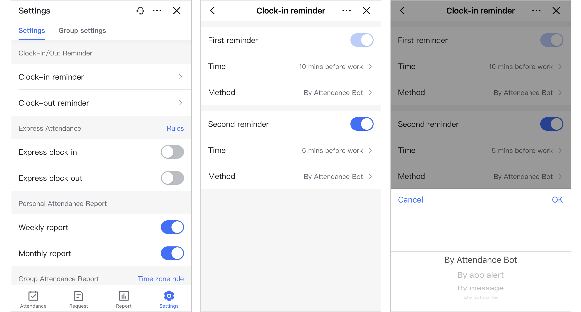 Create attendance reminders