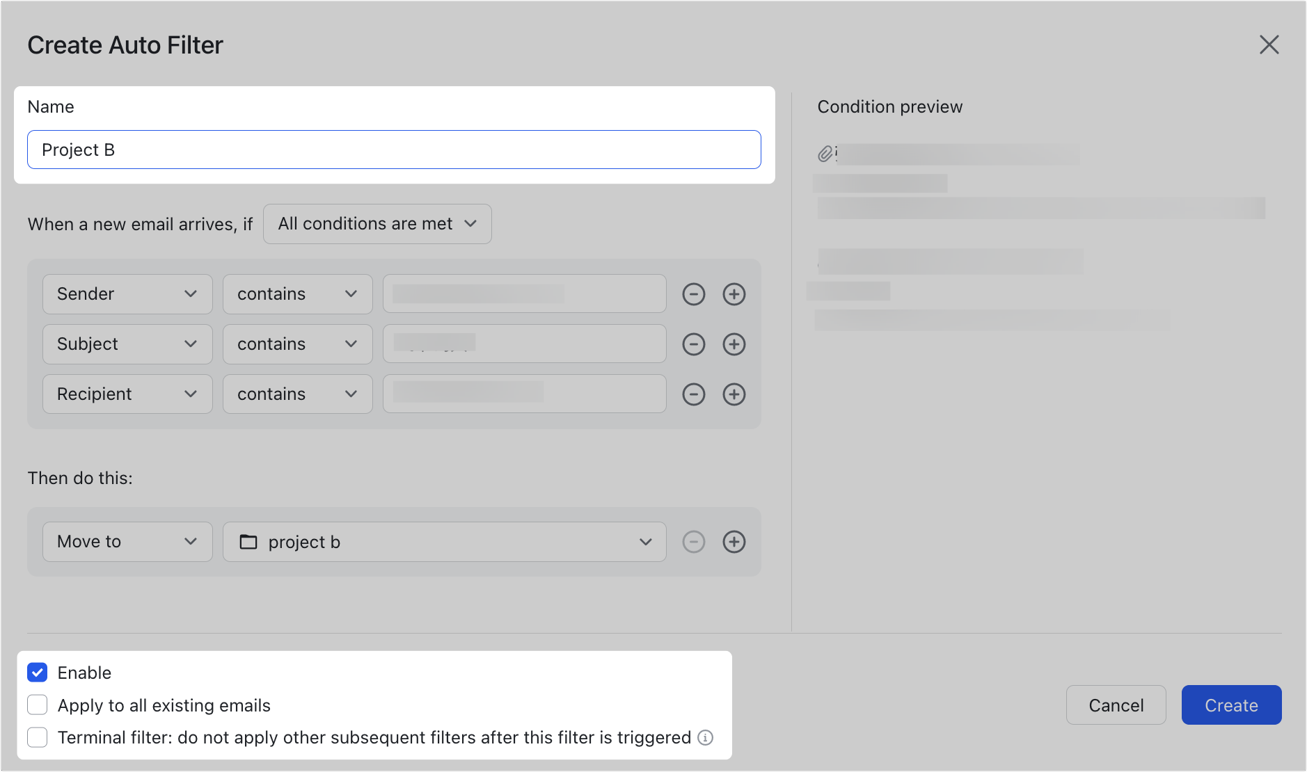 Create and manage auto filters