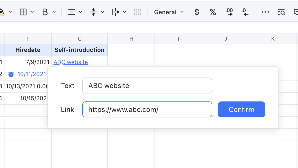 Use links in Sheets
