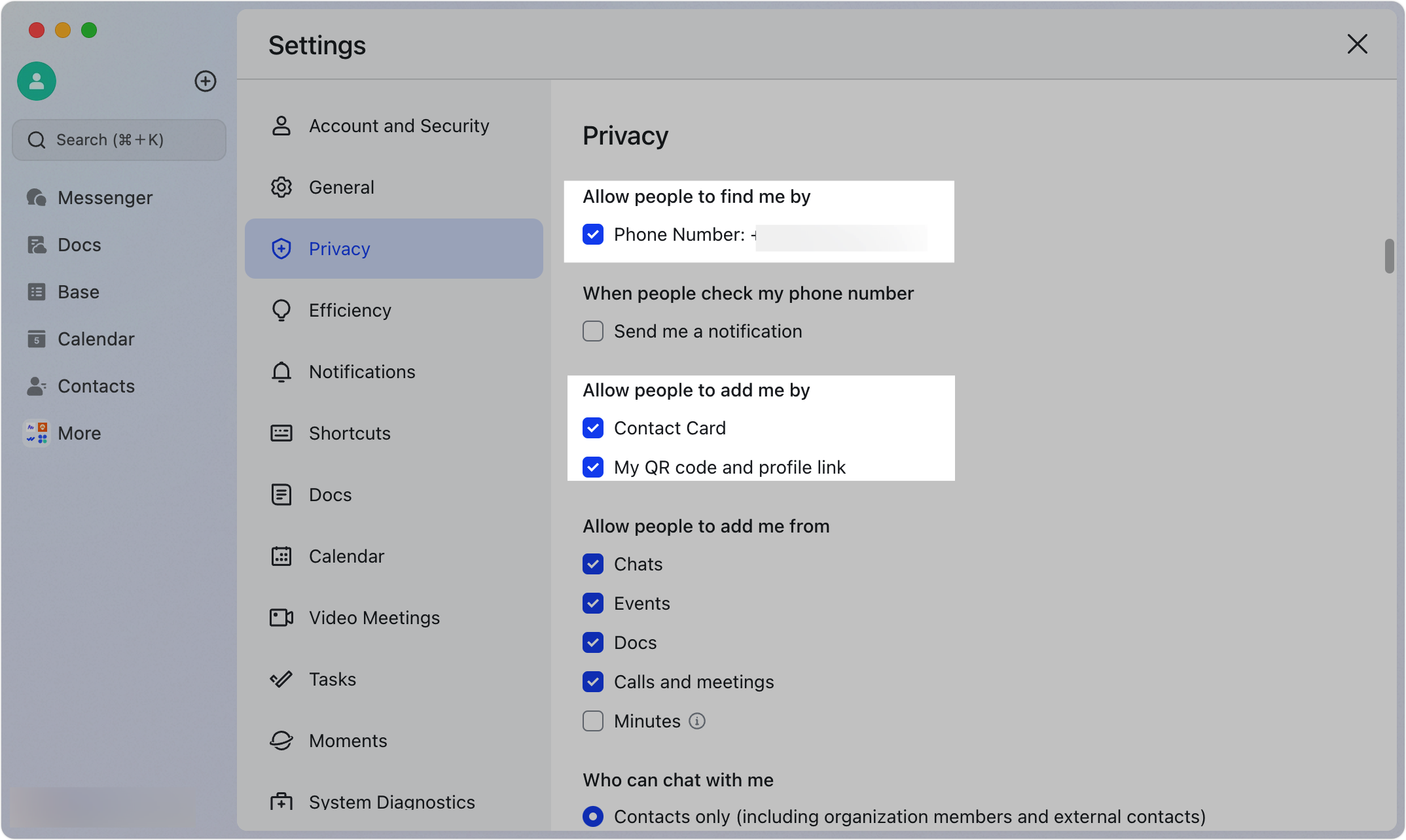 Add or delete external contacts