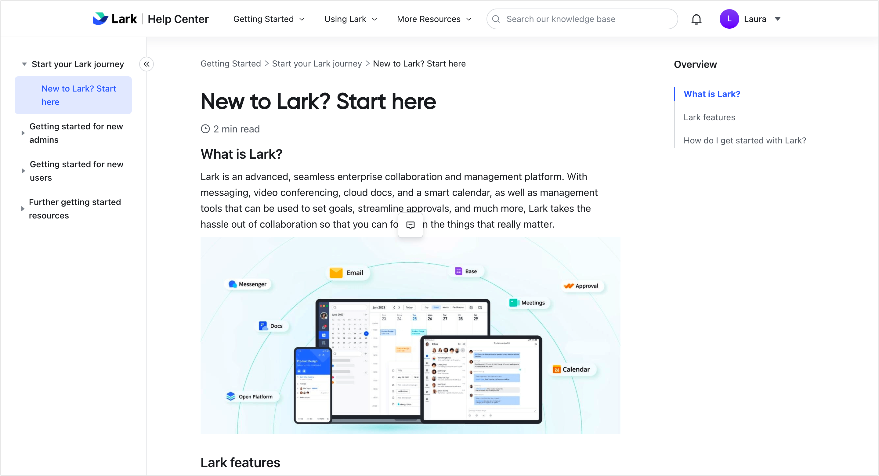 Use the Lark Help Center