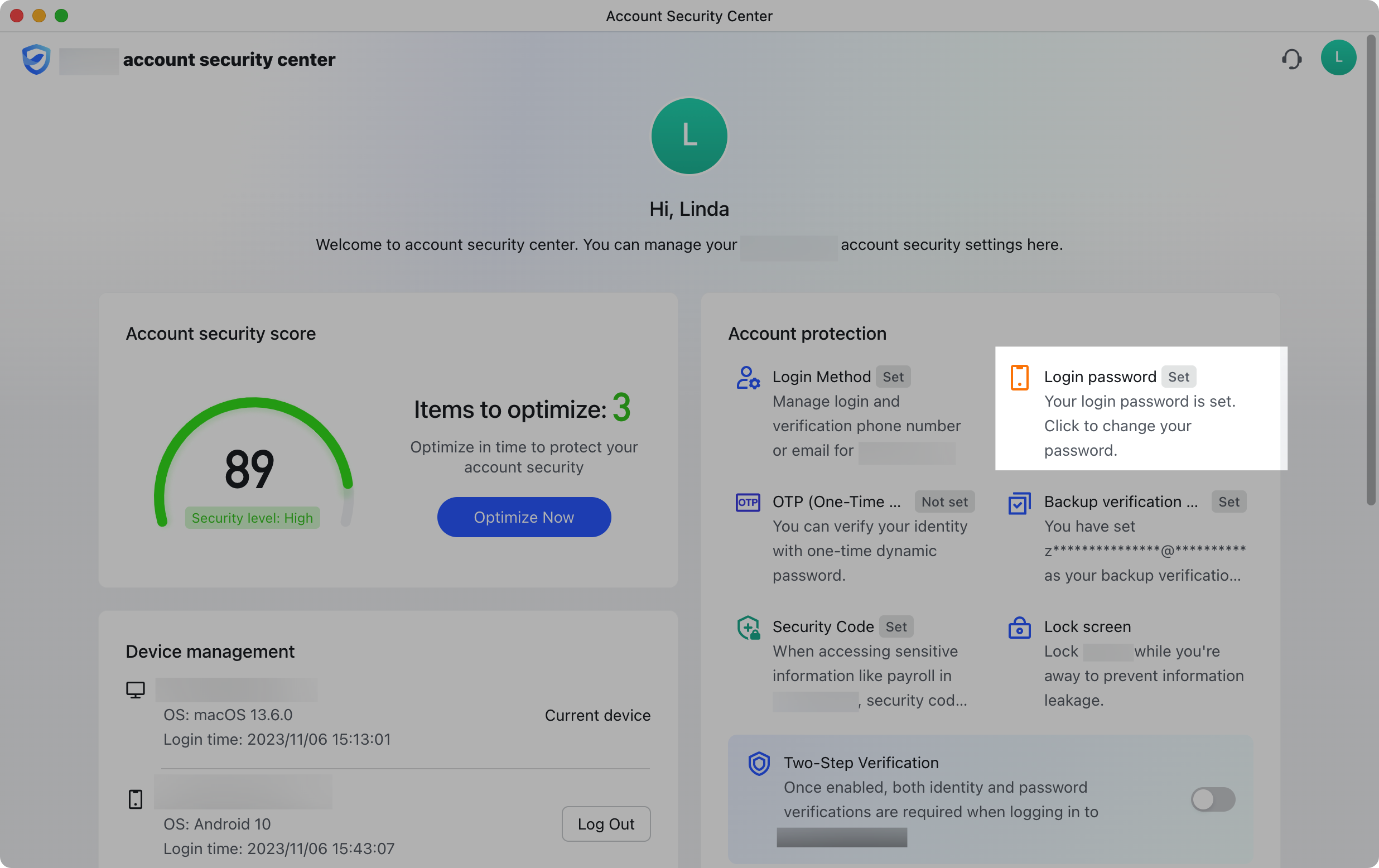 Set or change your login password