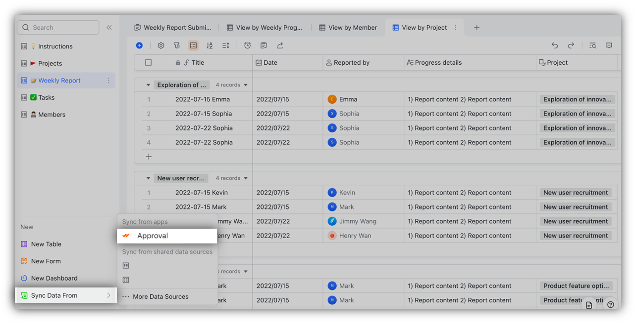 Sync approval data to Base