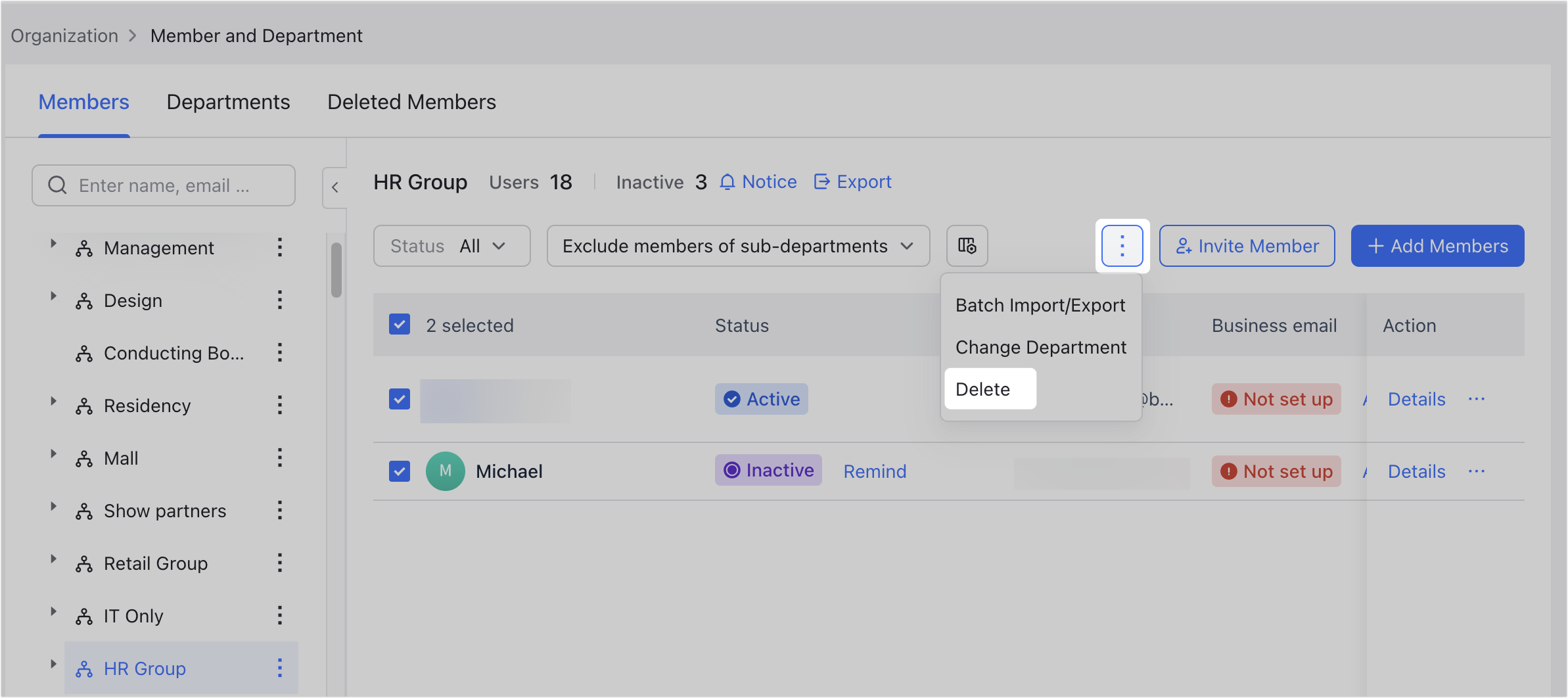 Admin | Delete members and reallocate resources