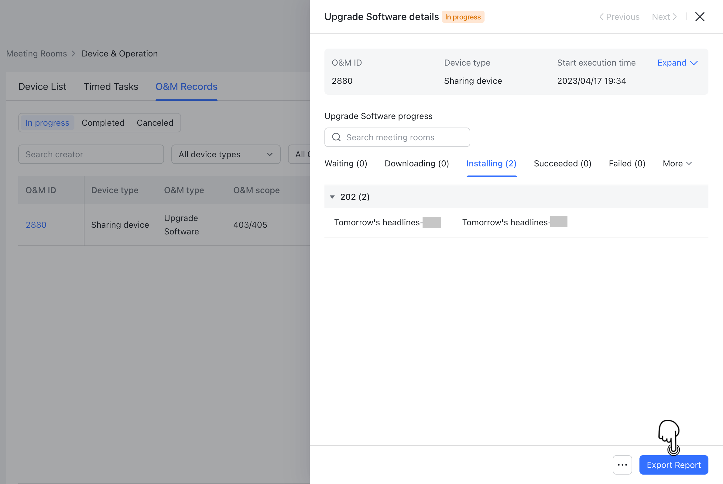 Admin | Manage Meeting Room devices