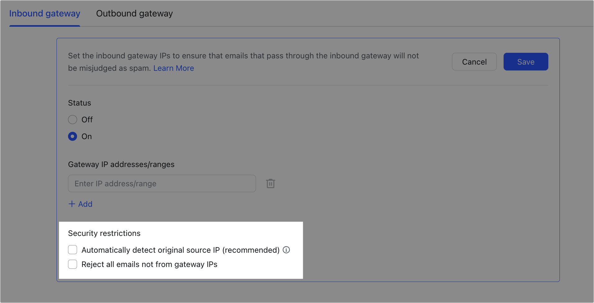 Admin | Set up an inbound email gateway