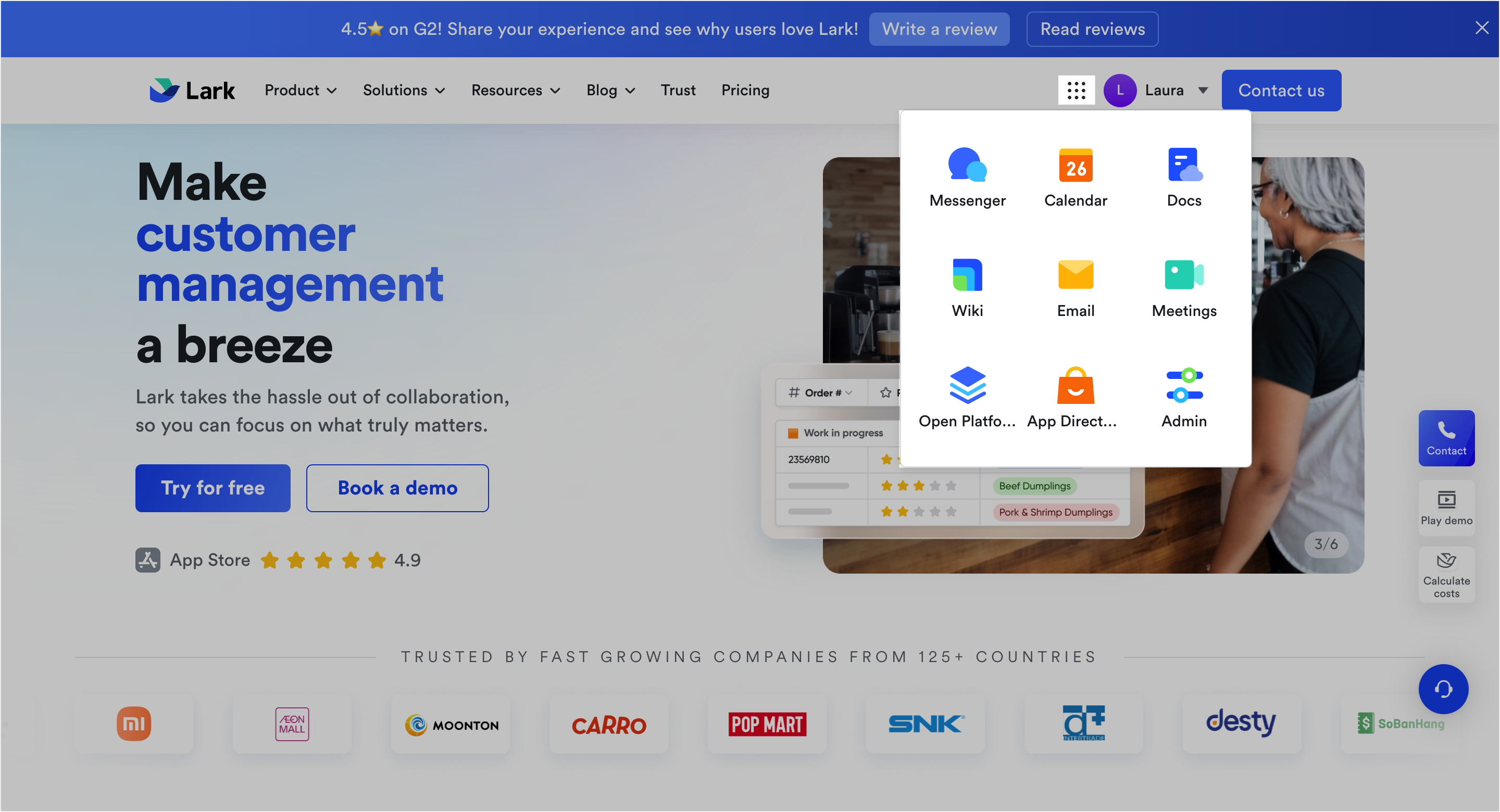 Use the web version of Lark