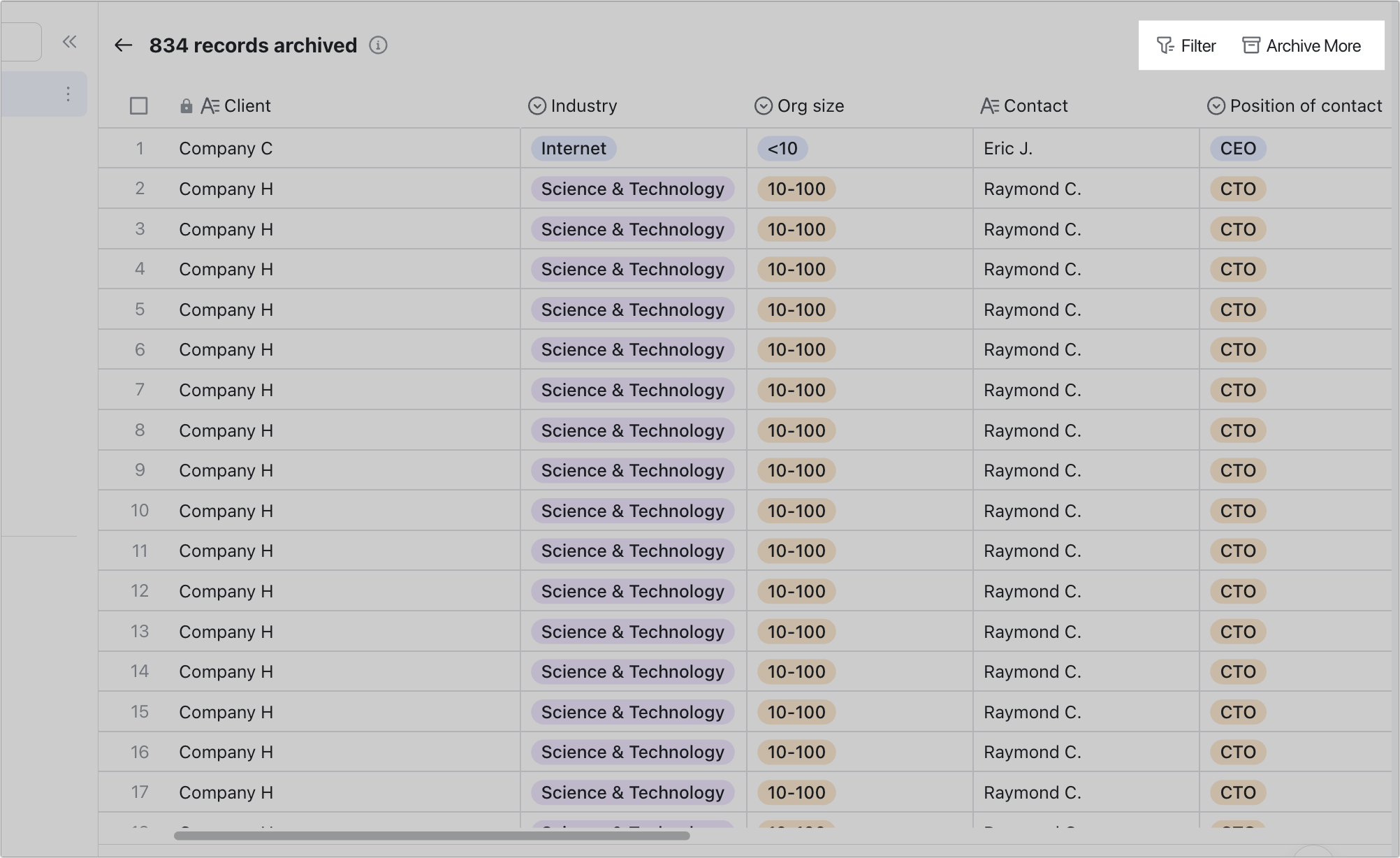 Archive records in Base (up to 1 million records)