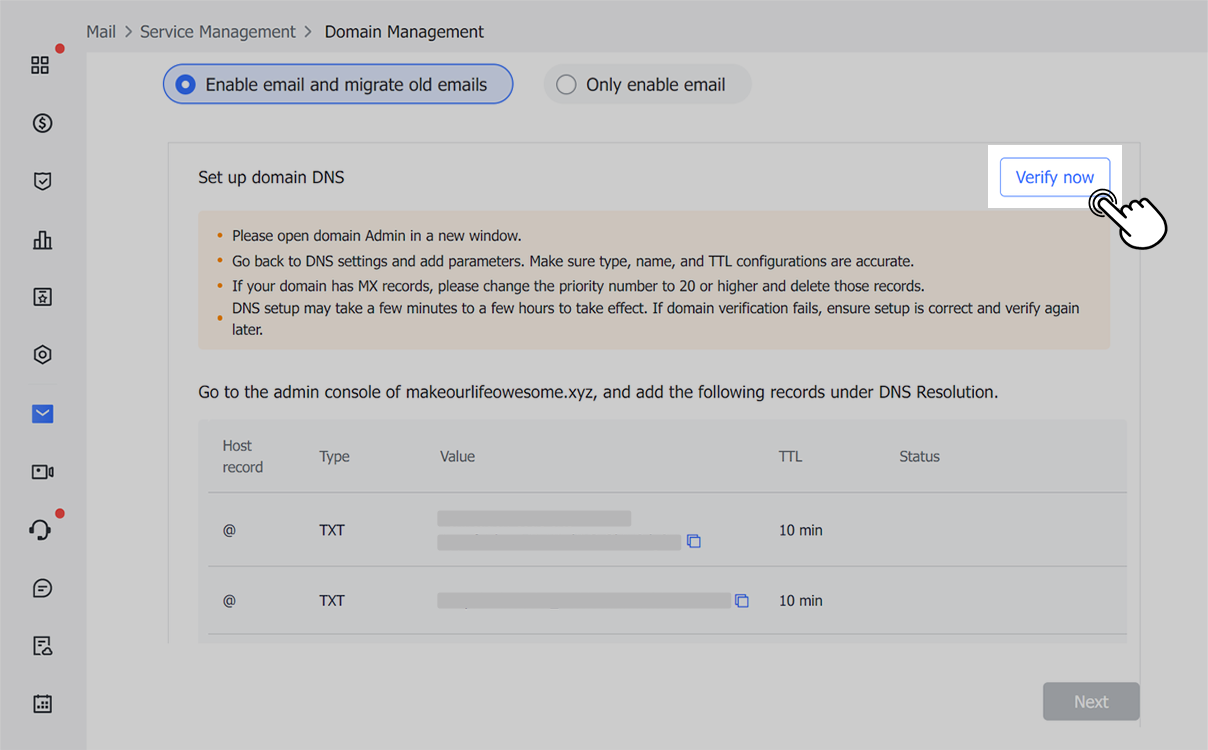 Admin | Configure DNS settings on Huawei Cloud