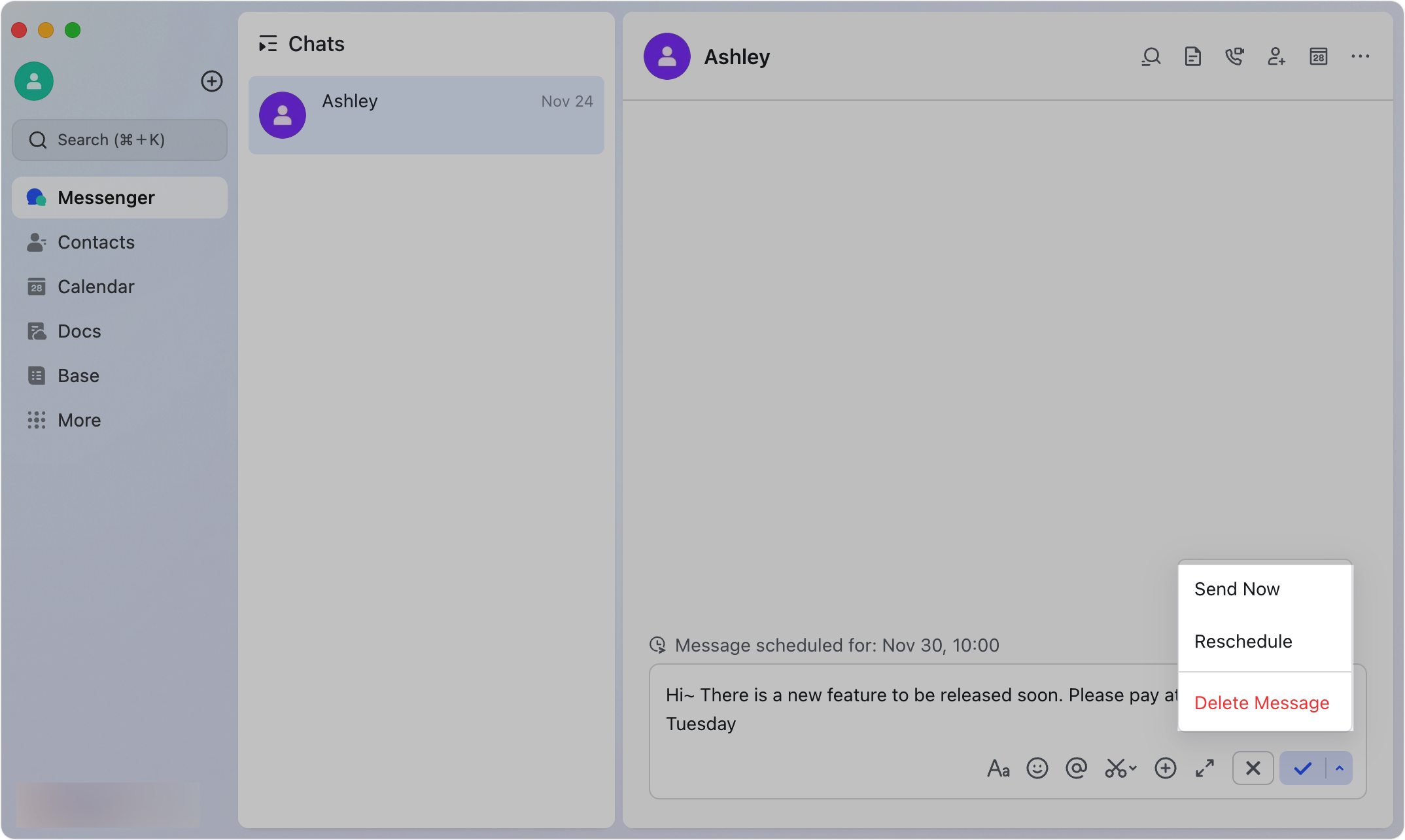 Schedule messages to be sent later
