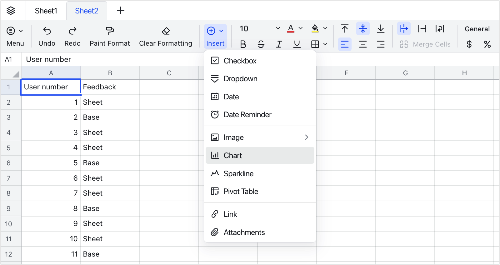Use word clouds in Sheets