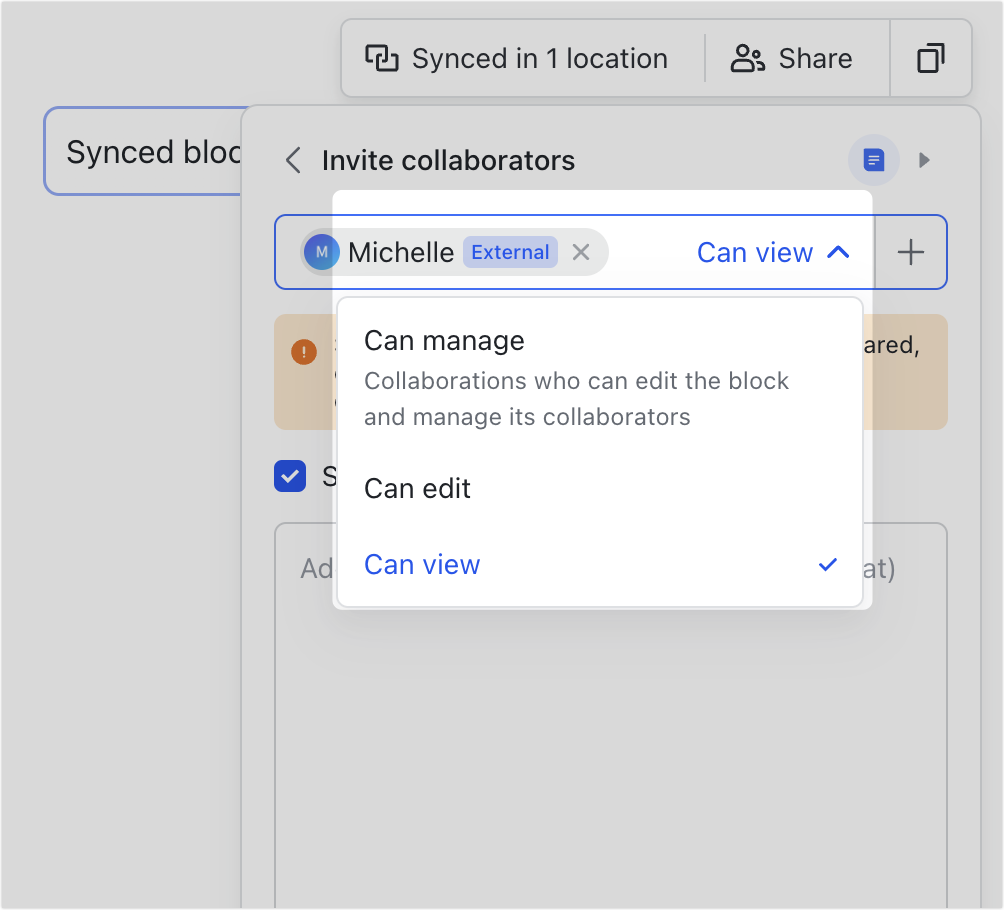 Use synced blocks in Docs