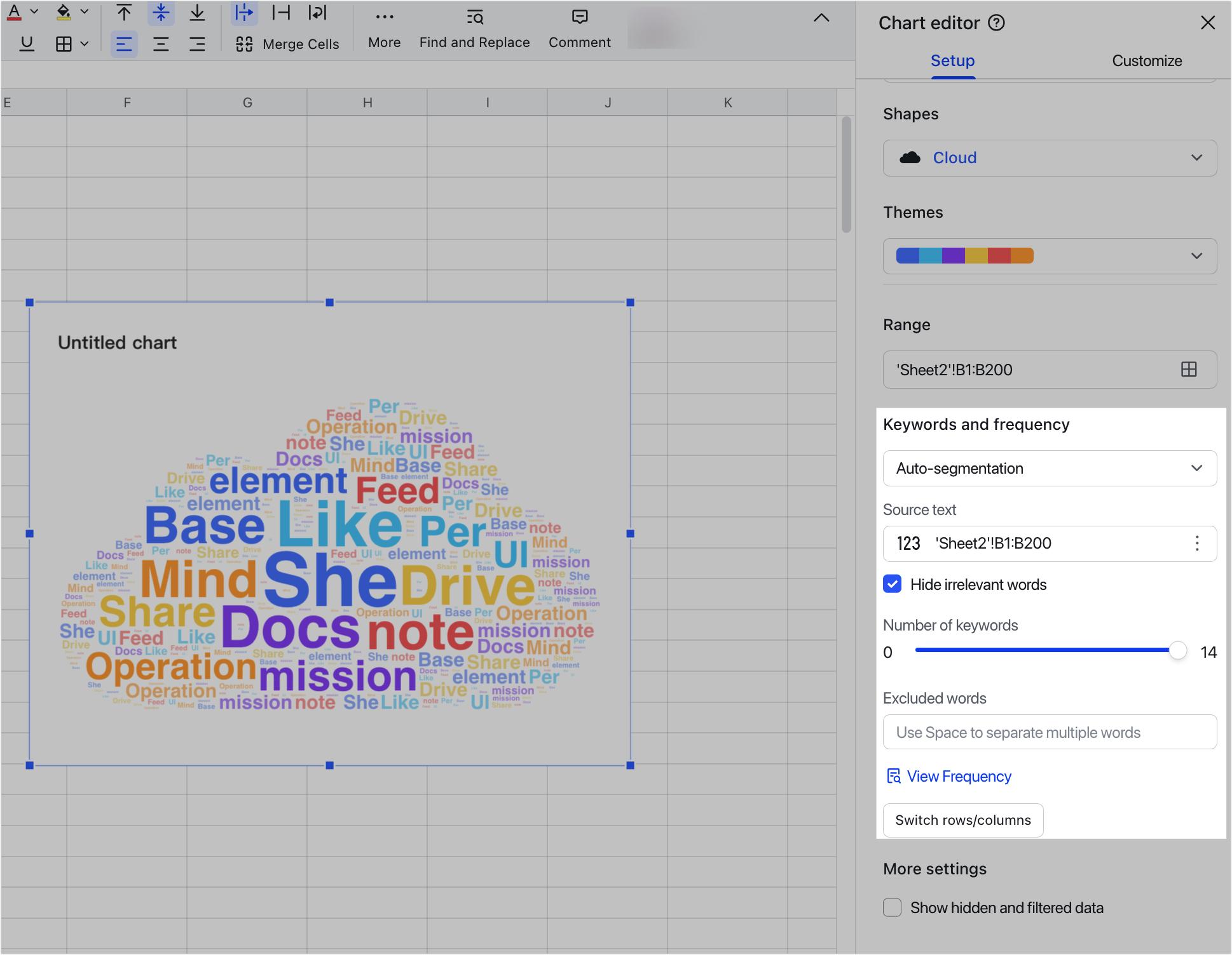 Use word clouds in Sheets