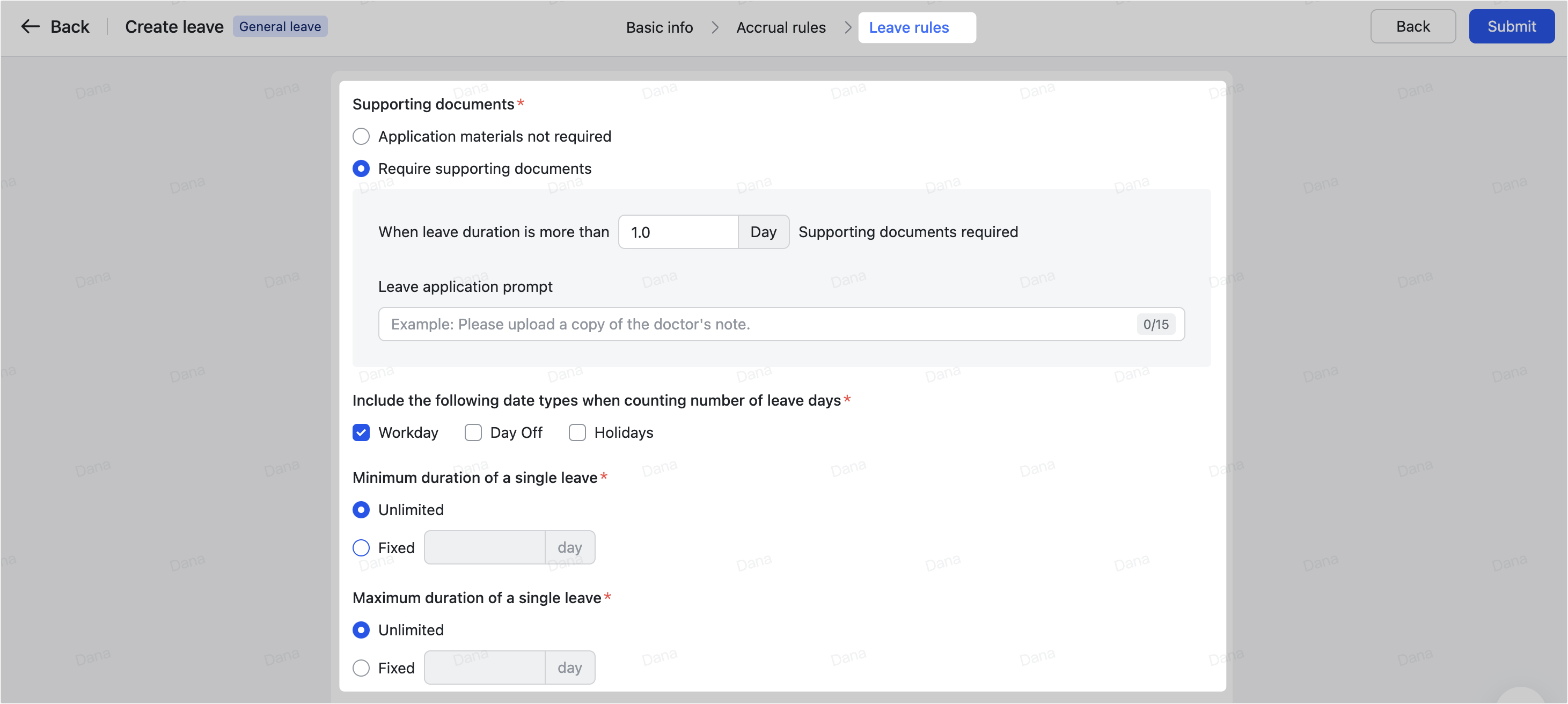 Admin | Configure leave type and rules