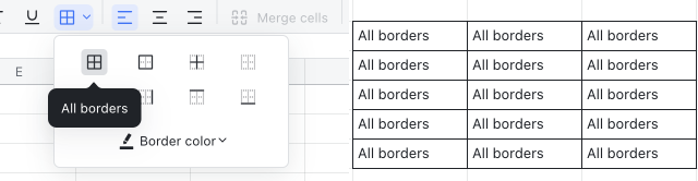 Add cell borders in Sheets