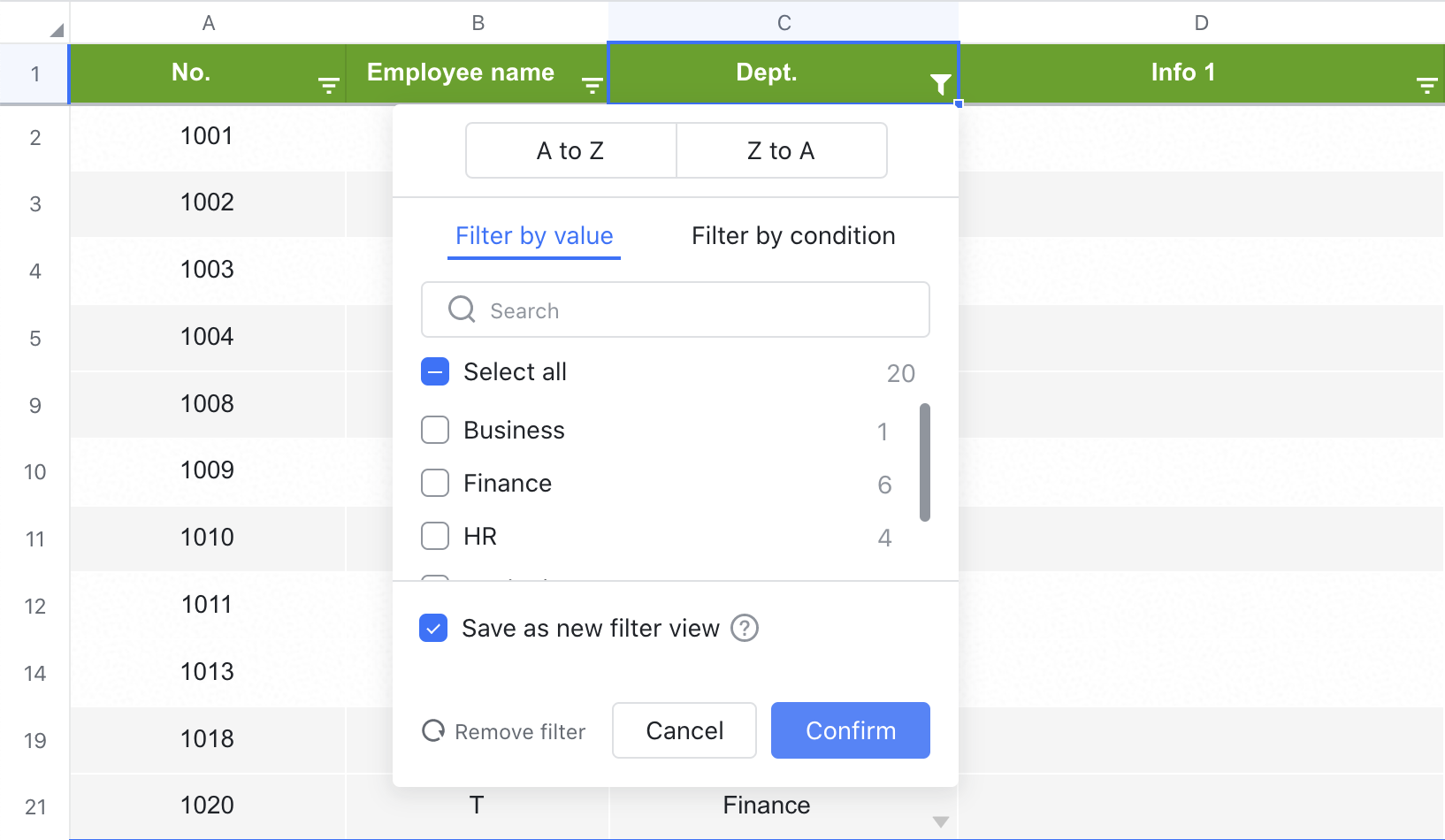 Bagaimana cara menggunakan Filter Tampilan di Sheets?