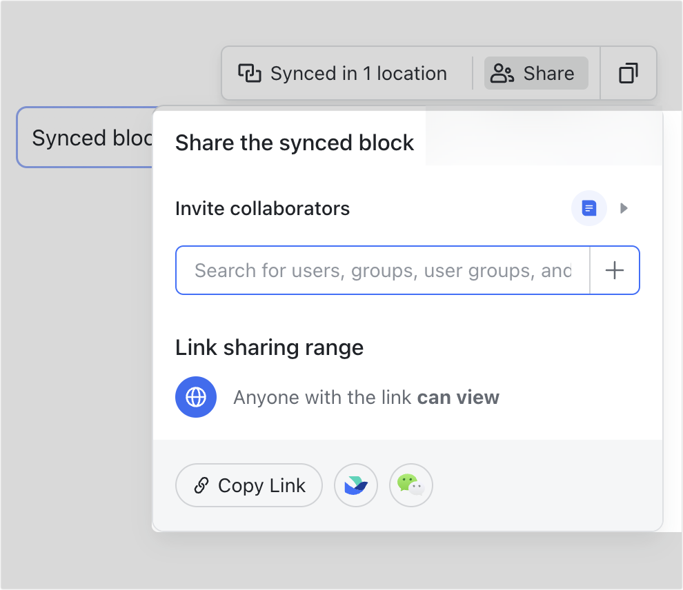 Use synced blocks in Docs