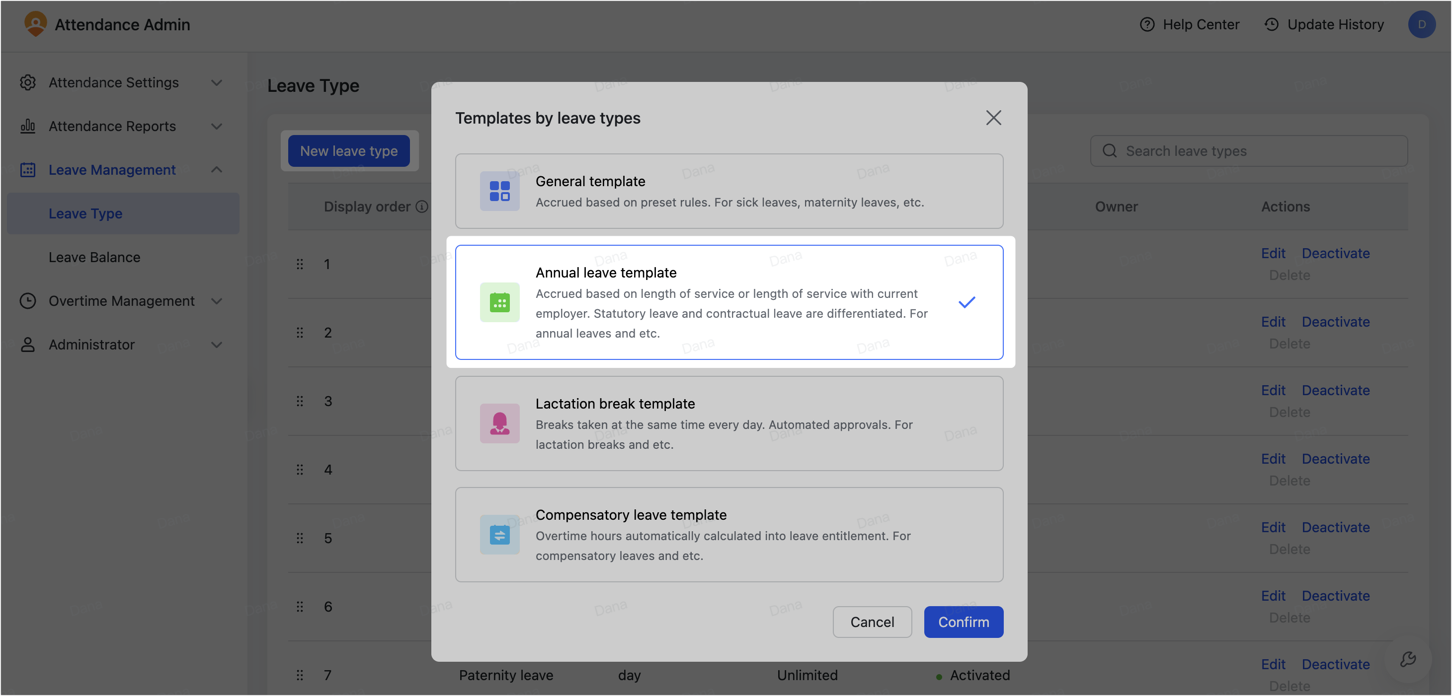 Admin | Configure leave type and rules