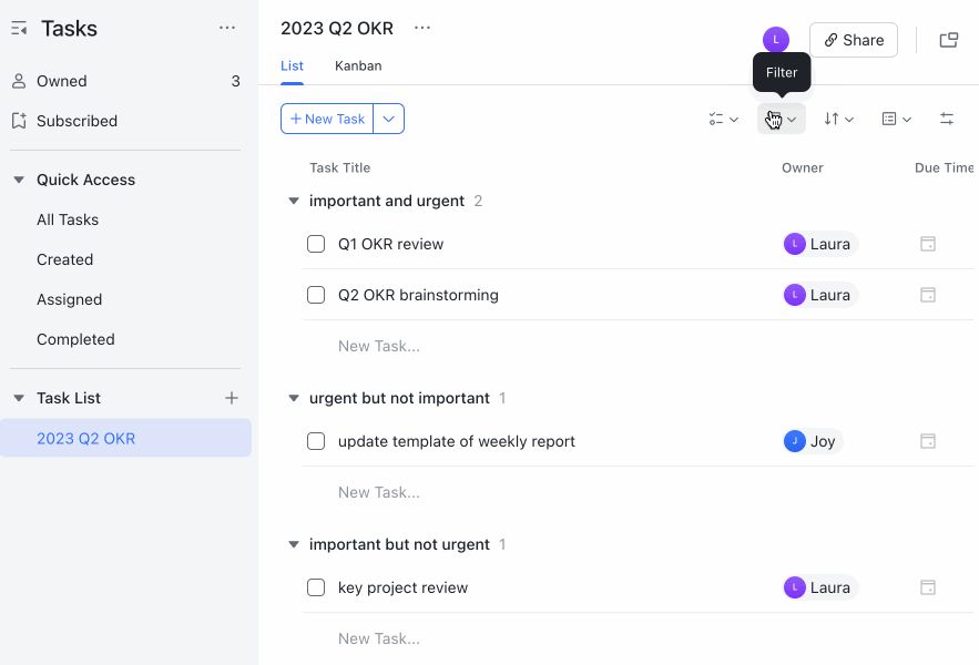 Tasks updates