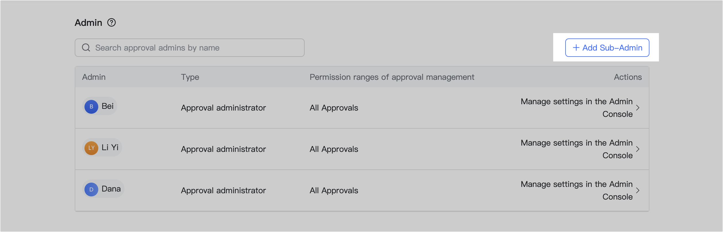 Admin | Set up Approval administrators