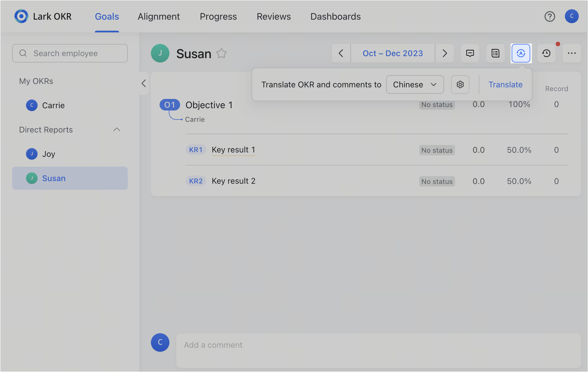 Hướng dẫn sử dụng Lark OKR