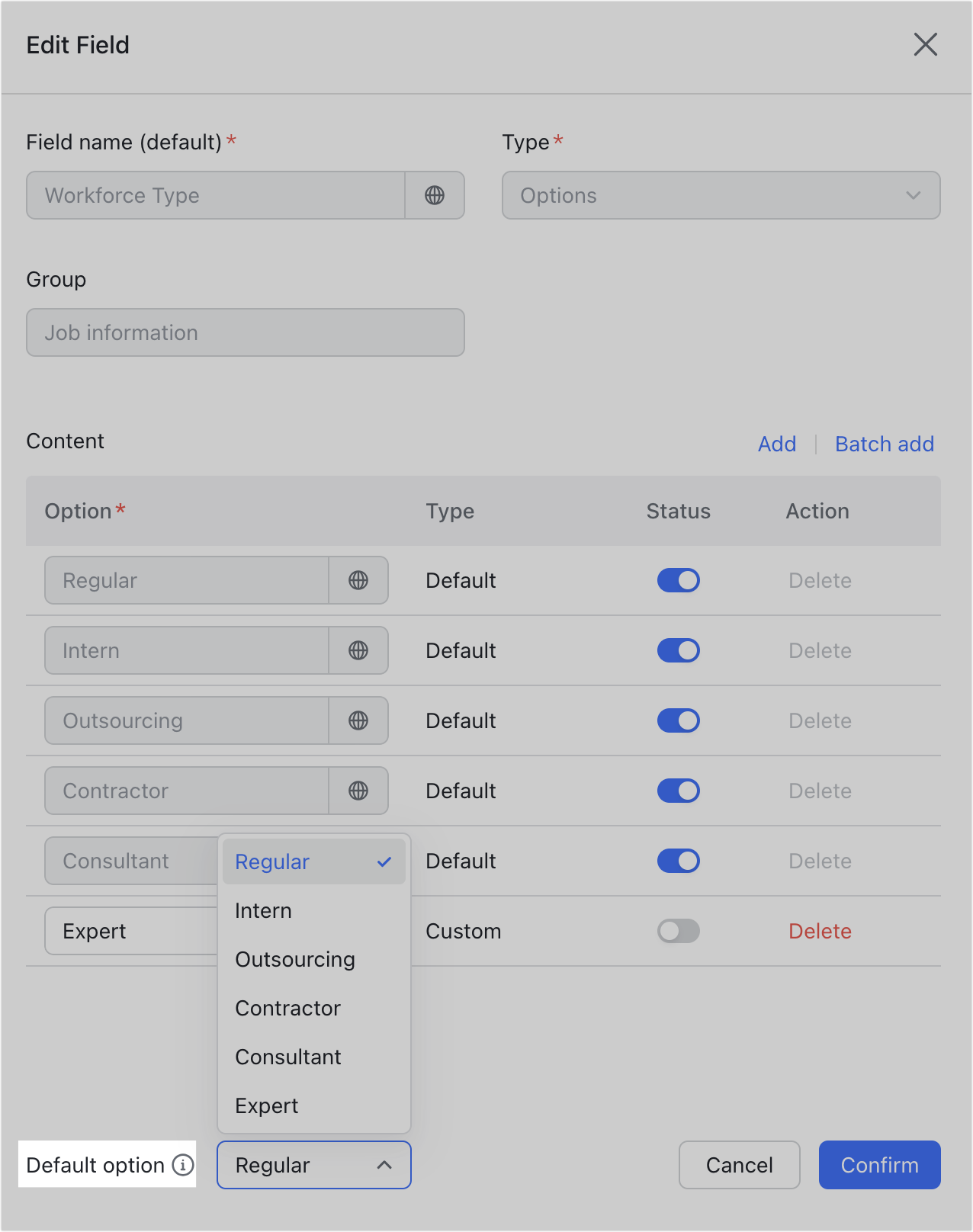 Admin | Customize workforce types