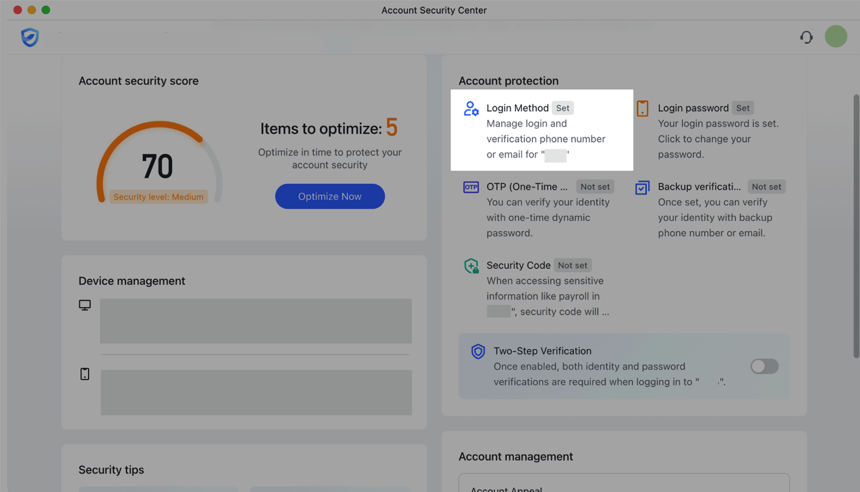 Manage Lark login method and contact information
