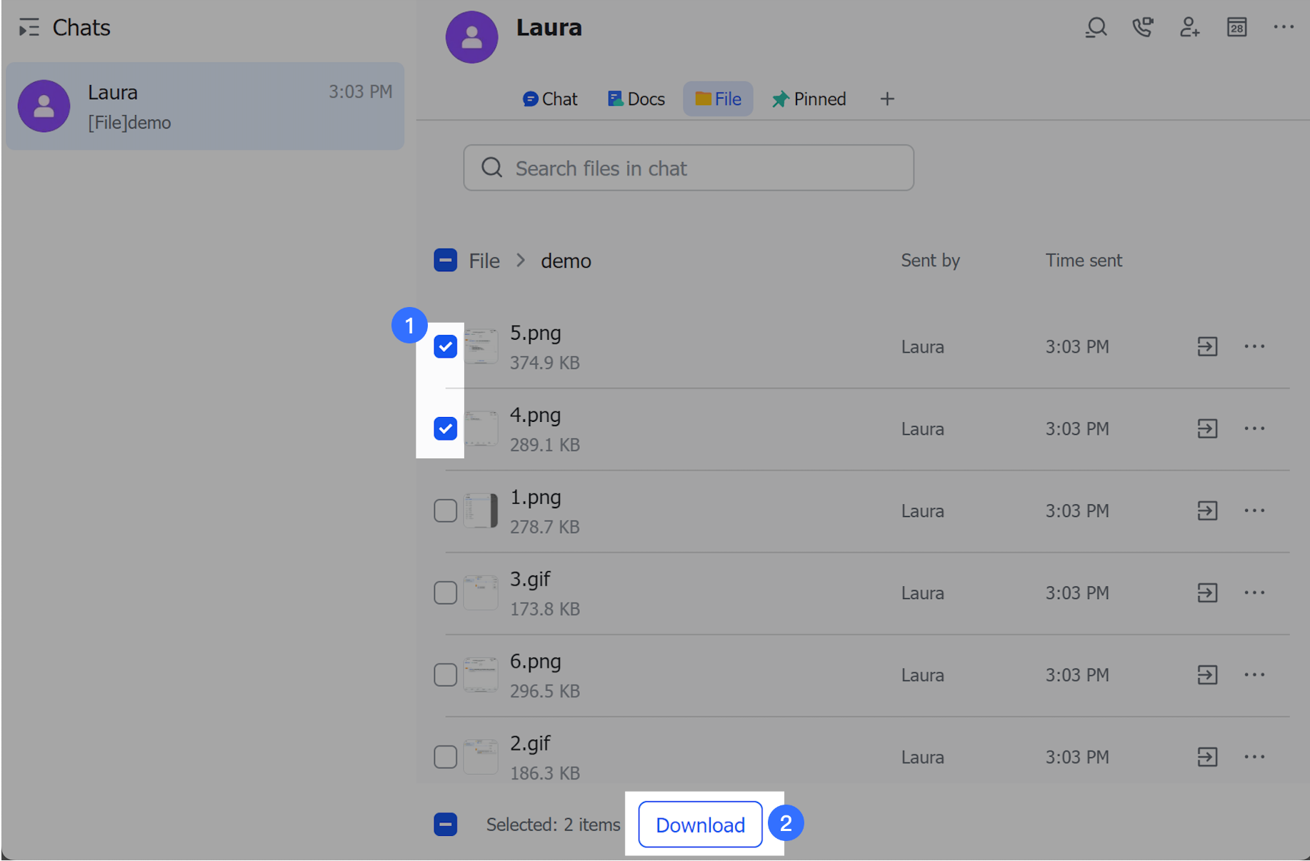 Send files and folders