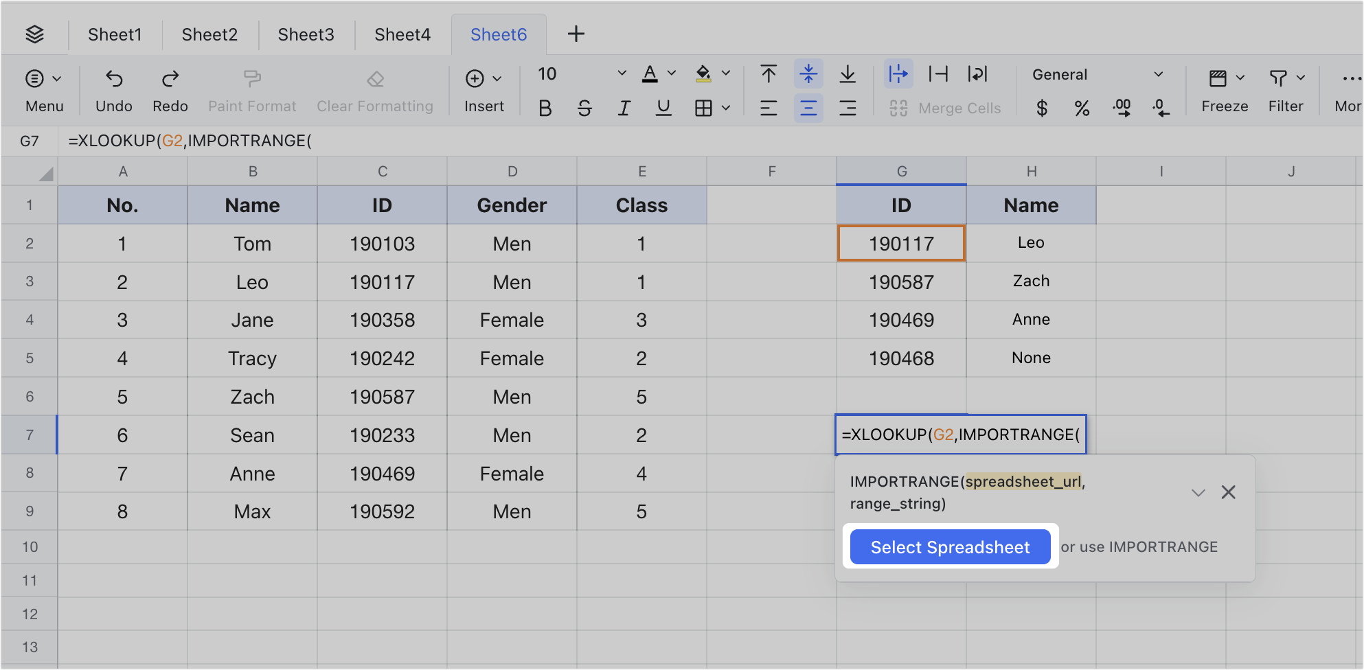 XLOOKUP function for Sheets
