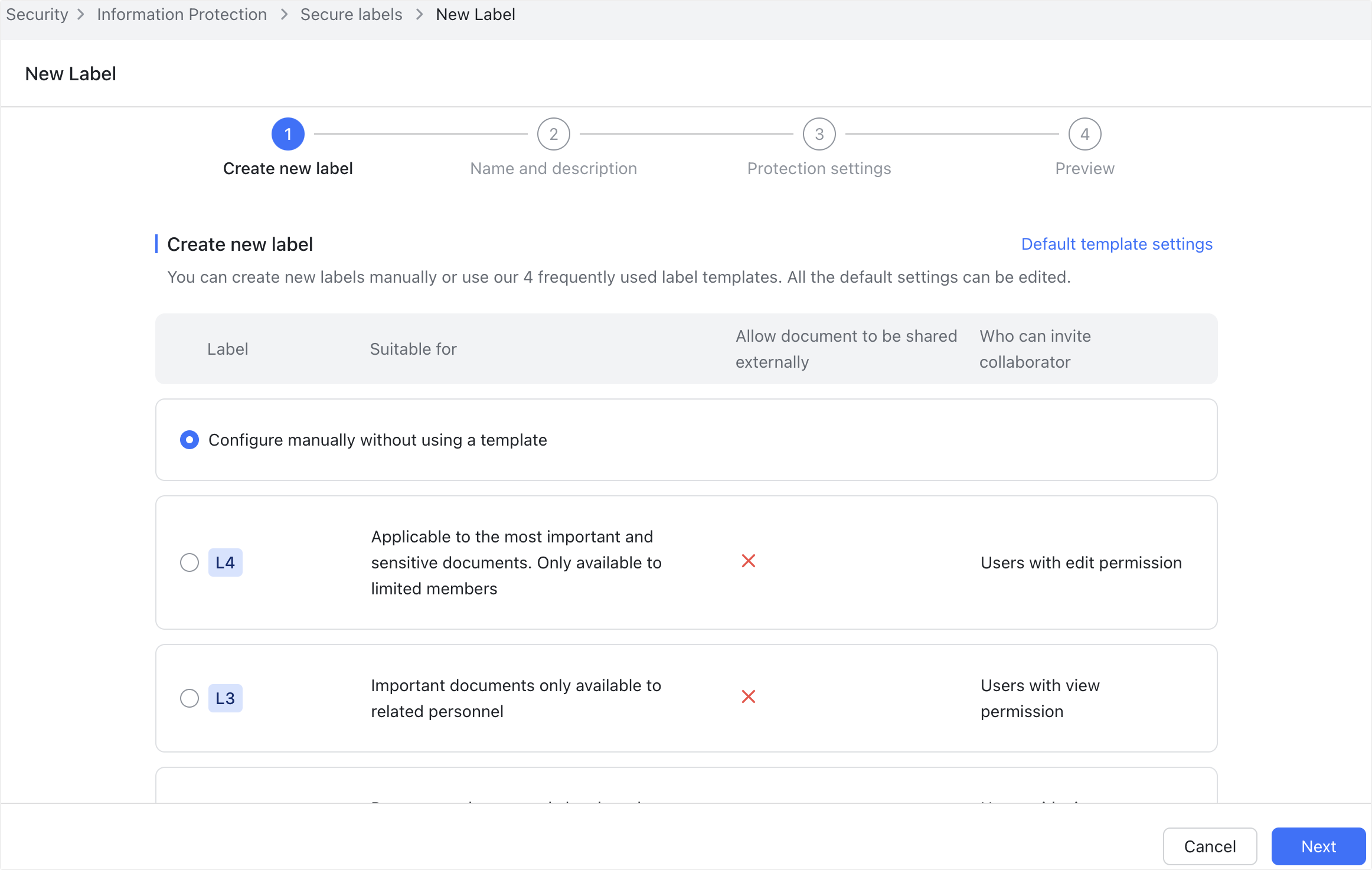Admin | Create secure labels and label policies