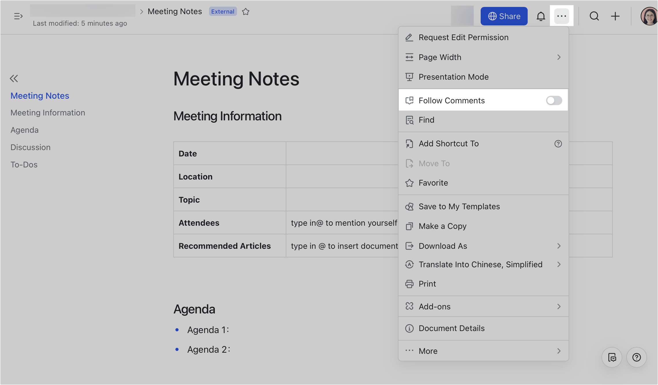 Follow Comments In Docs