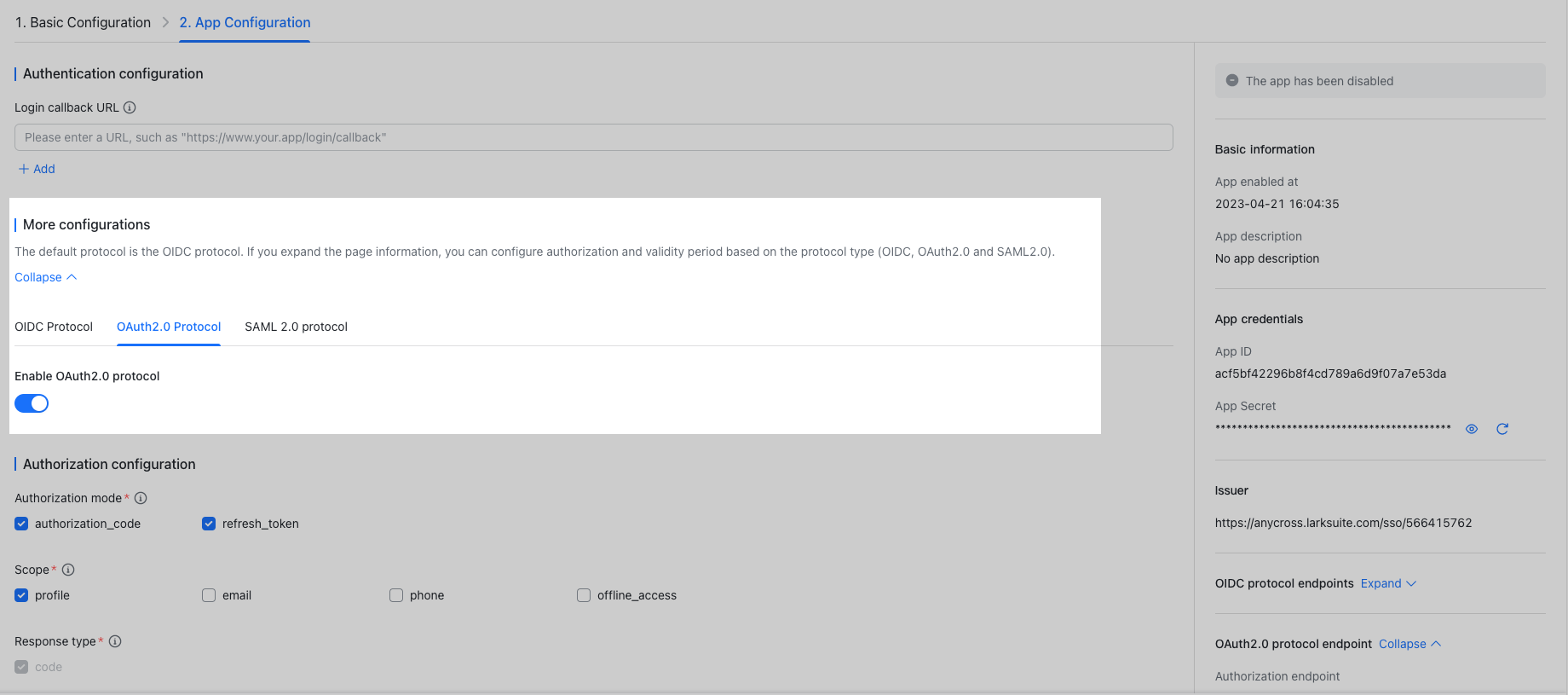 Configure SSO for apps (Lark SSO)