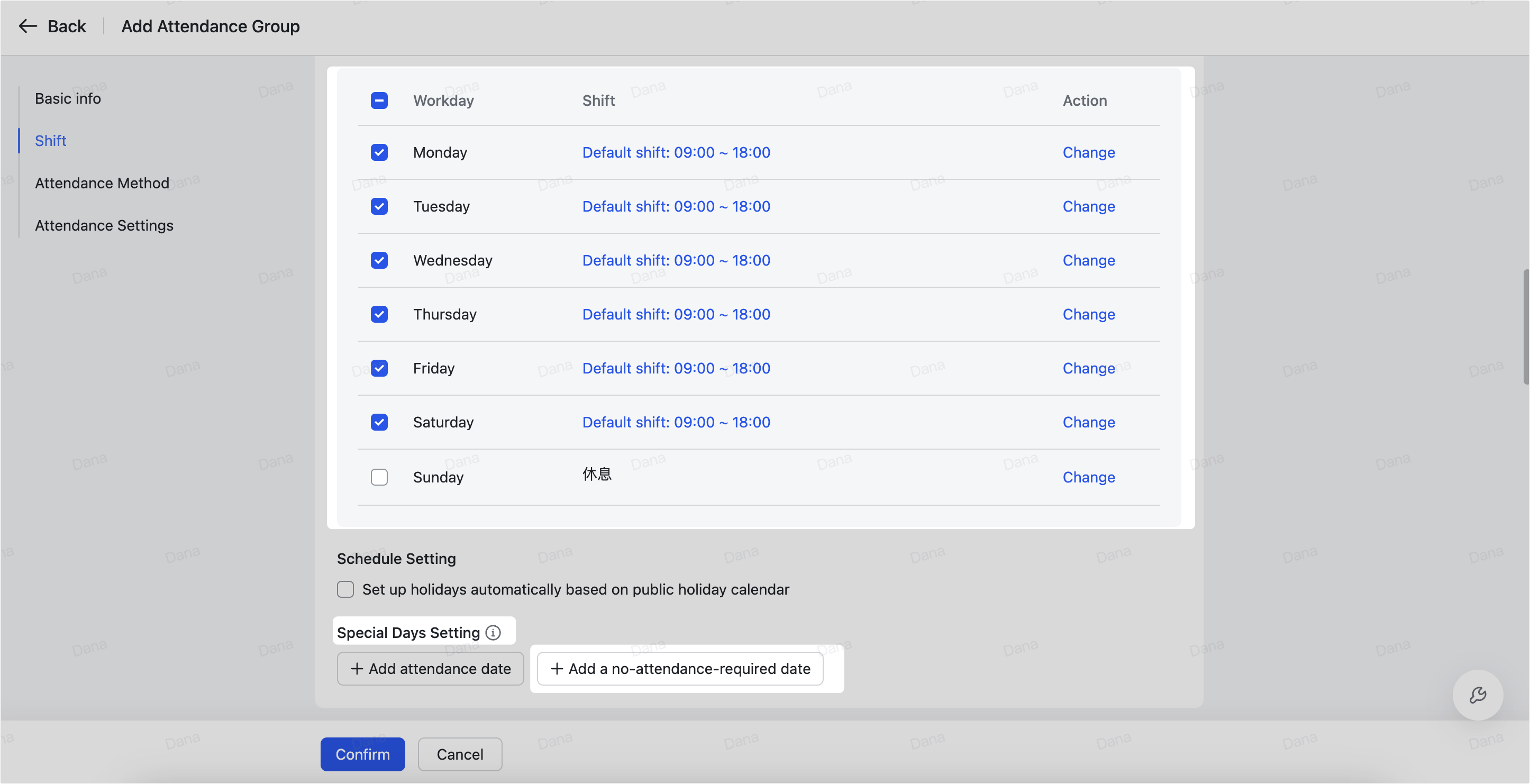 Admin | Set rotating off days