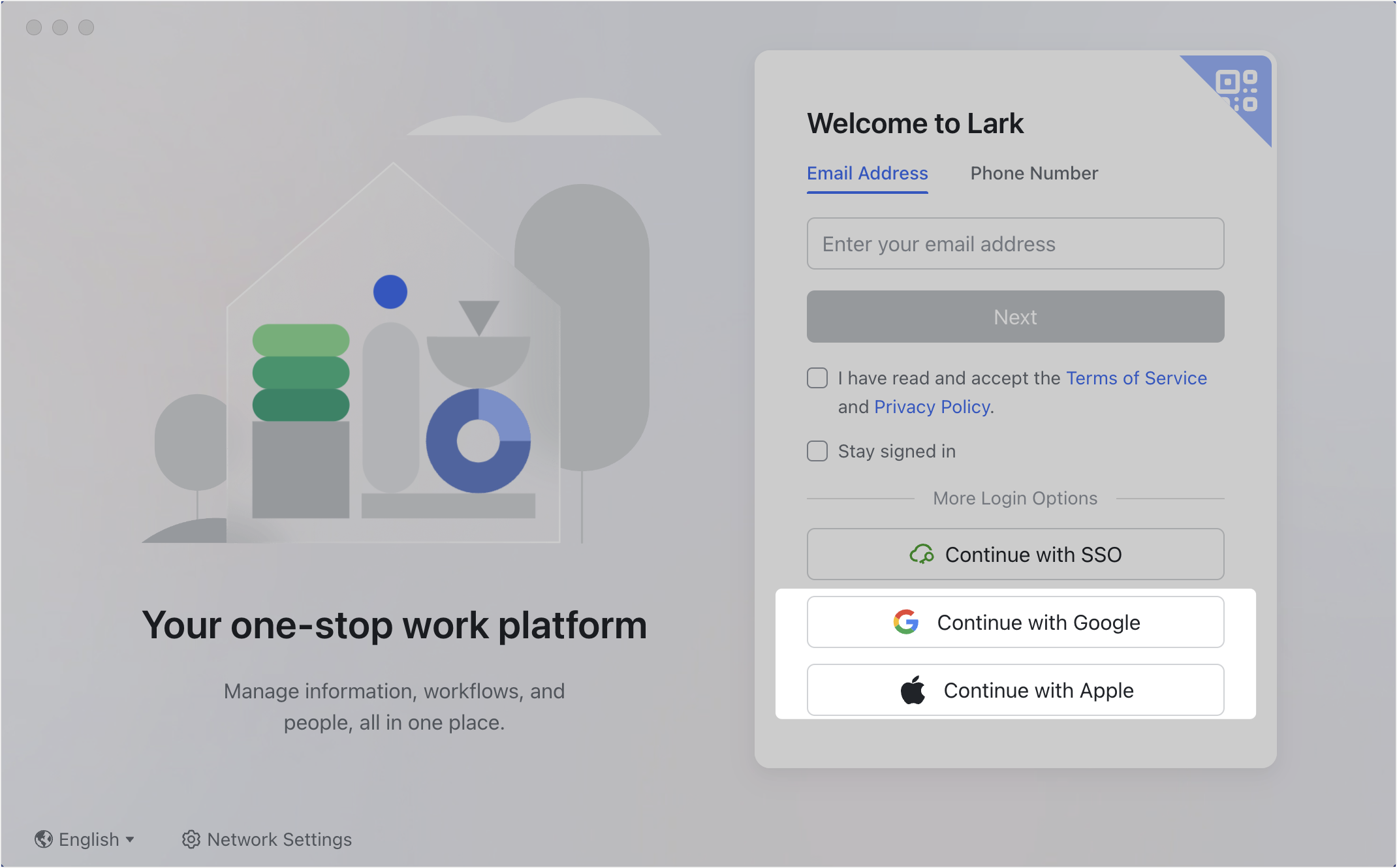 Log in and log out of your Lark account
