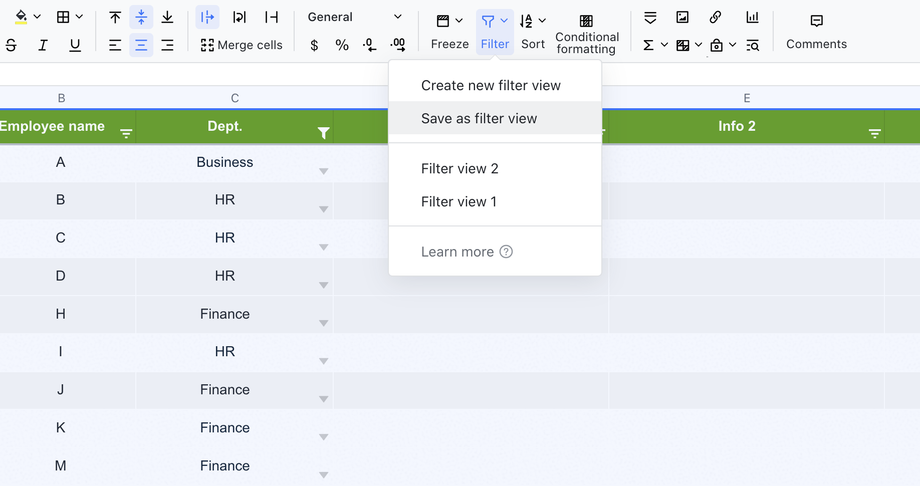 Bagaimana cara menggunakan Filter Tampilan di Sheets?