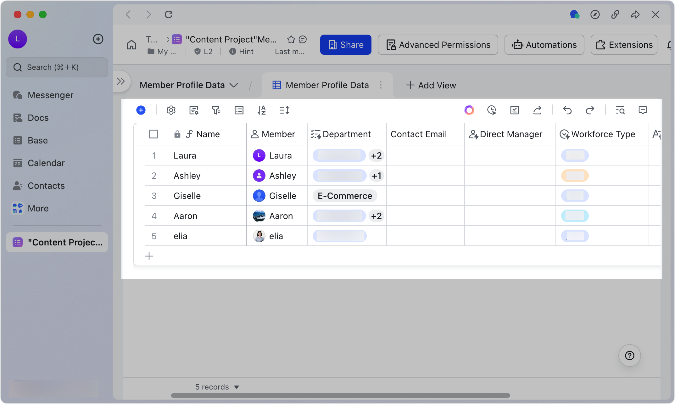 Export profile data of group members