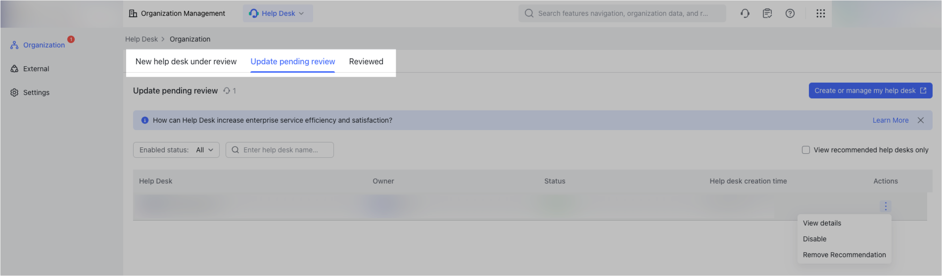Admin | Manage Help Desk