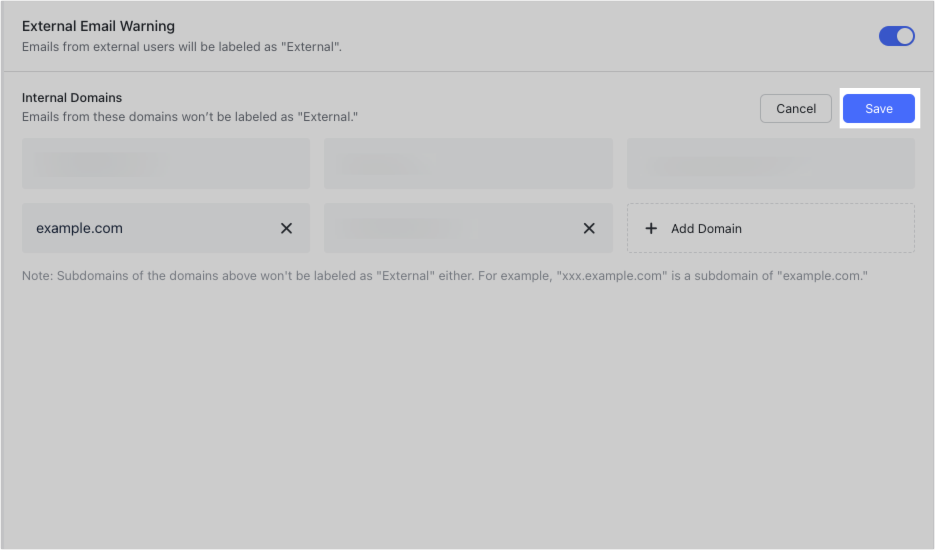 Admin | Add a label to emails sent from external contacts