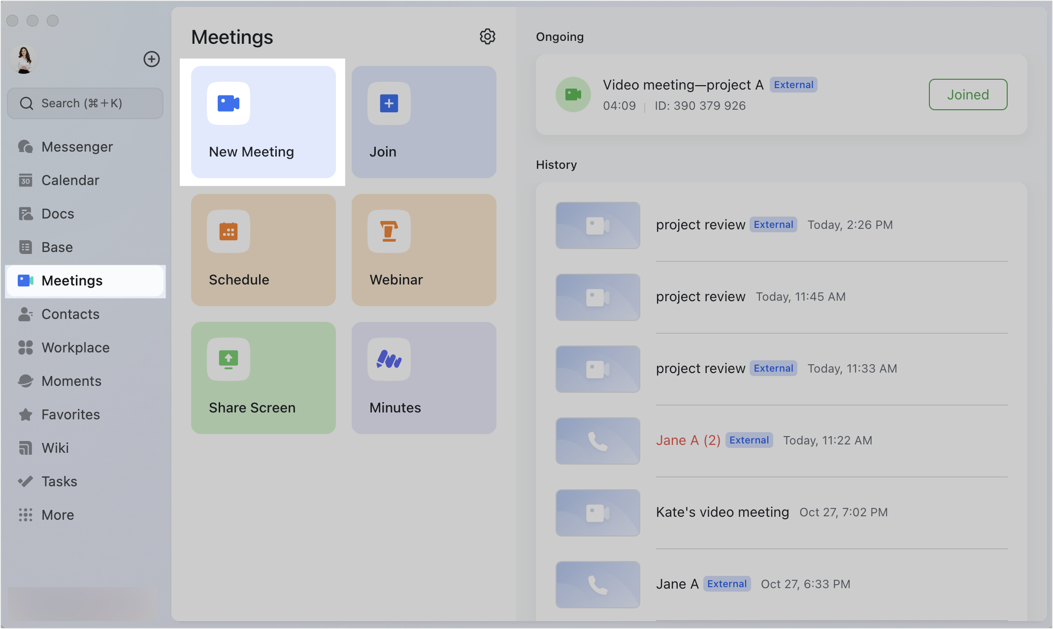 Start or join calls and video meetings