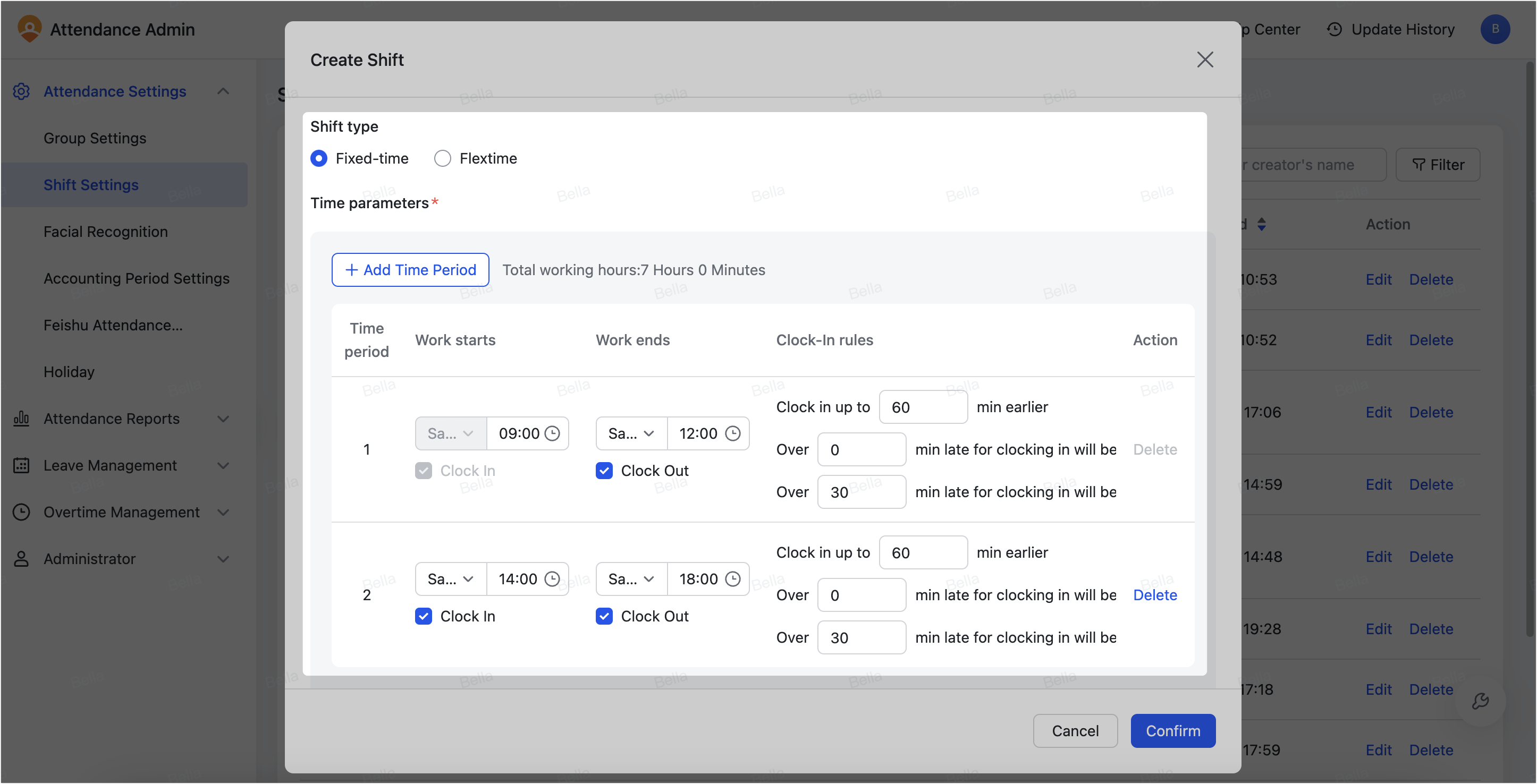 Admin | Configure shift settings
