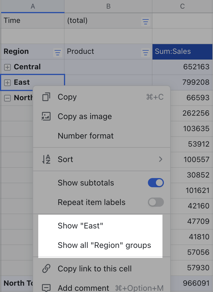 Create and use pivot tables