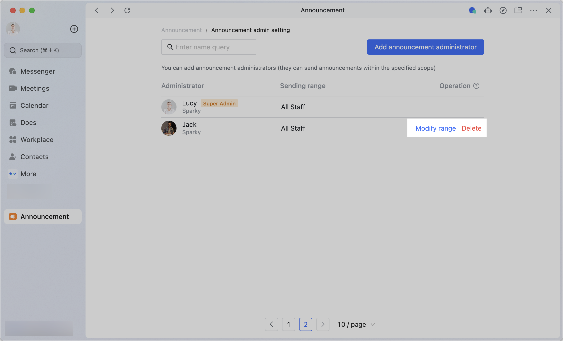 Use the Announcement app