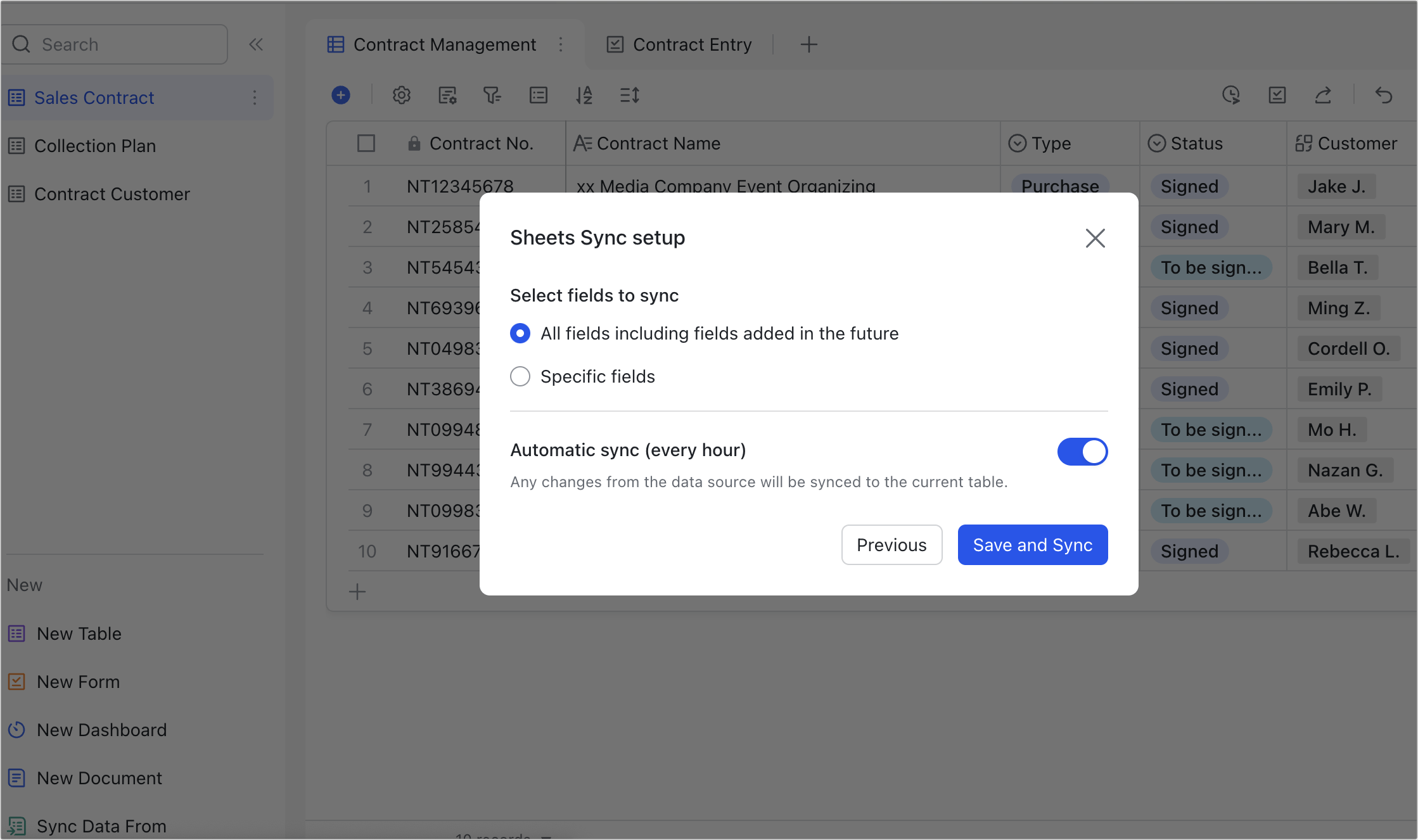 Sync data from Sheets to Base