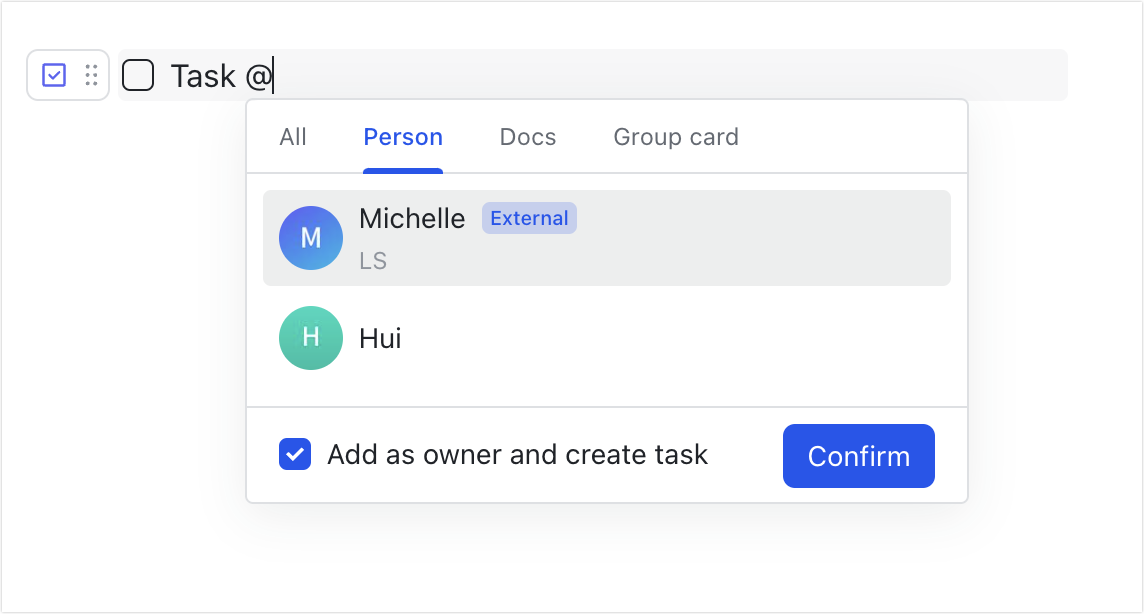 Create and manage tasks in Docs
