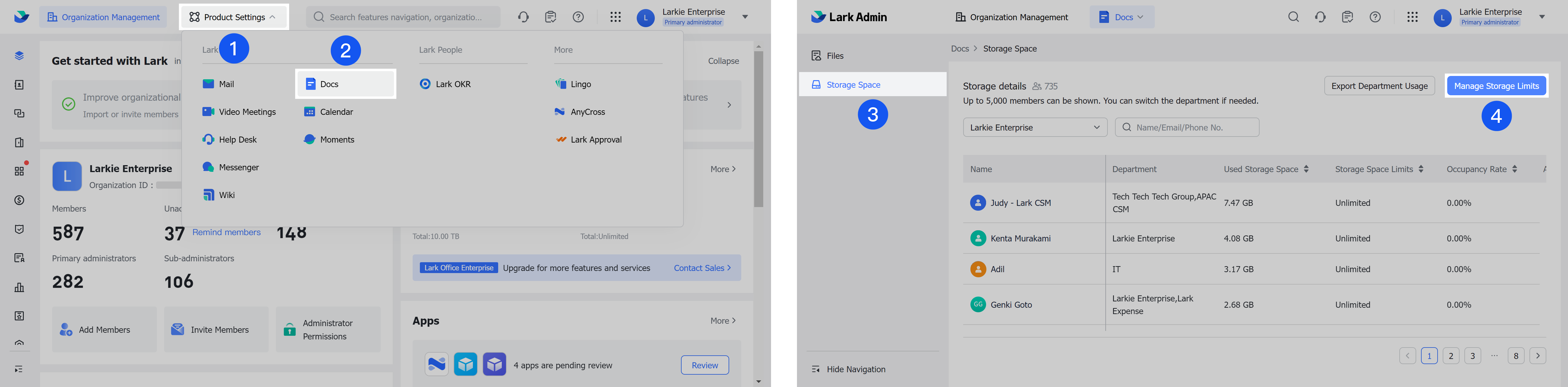 Admin | Set storage limit for members