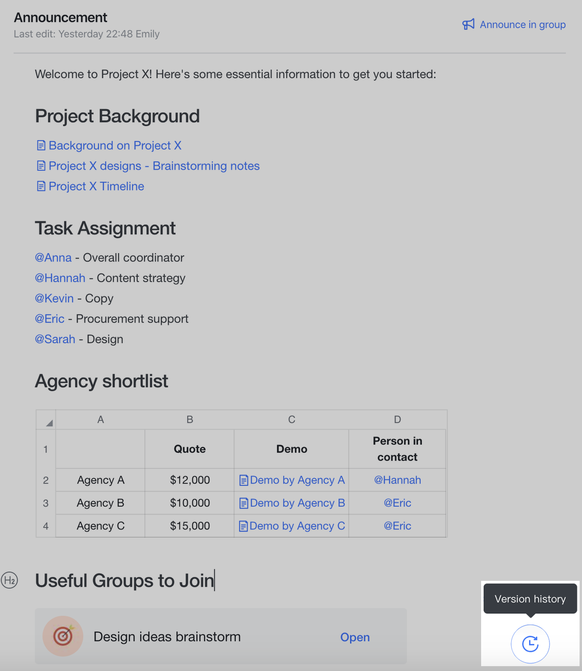 Write an effective group announcement
