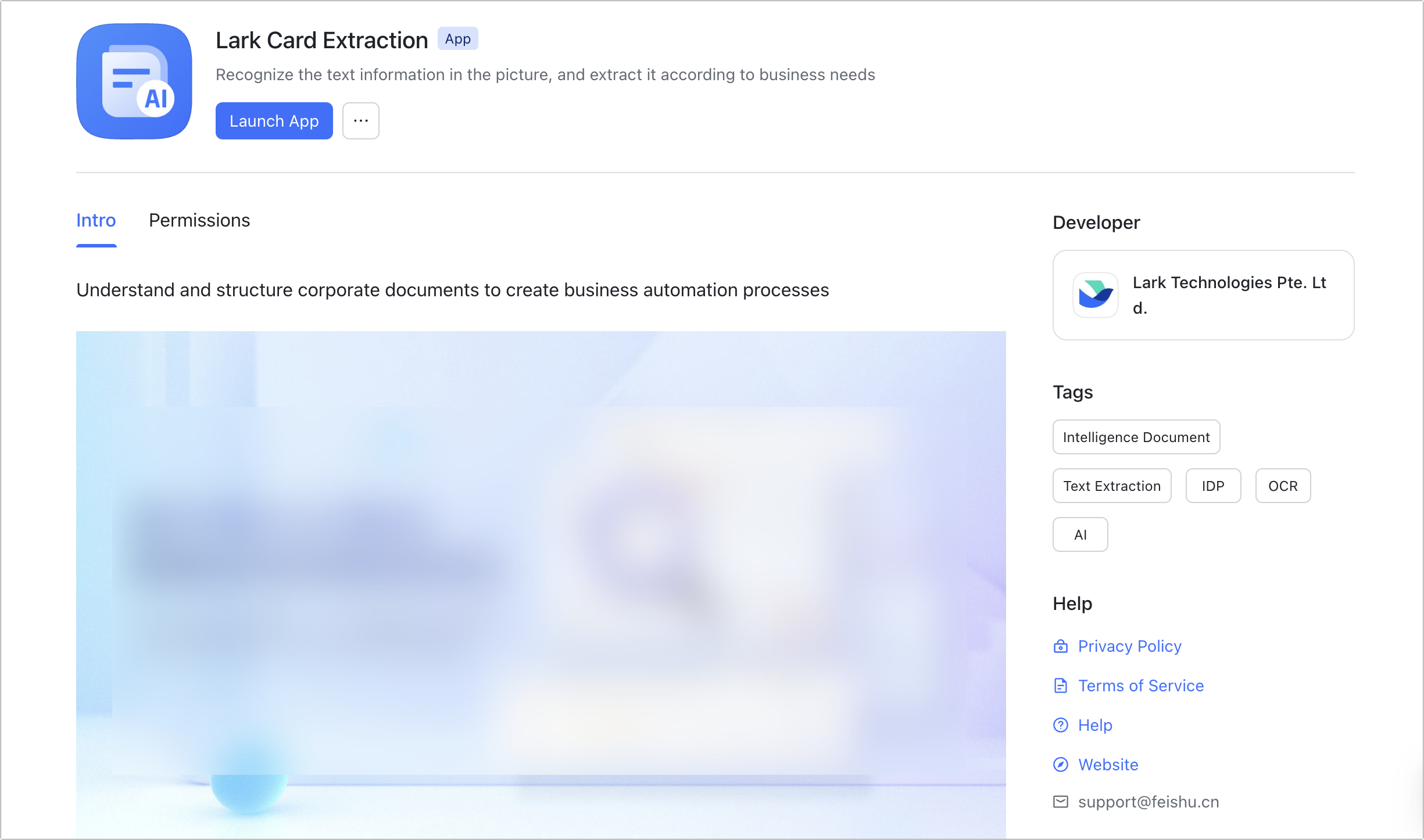 Use the Lark Card Extraction app